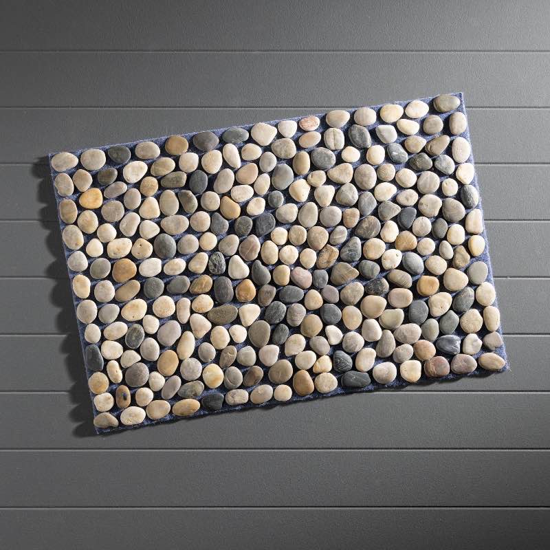 Smooth River Rock Stone Floor Mat, Indoor/ Outdoor - Multi