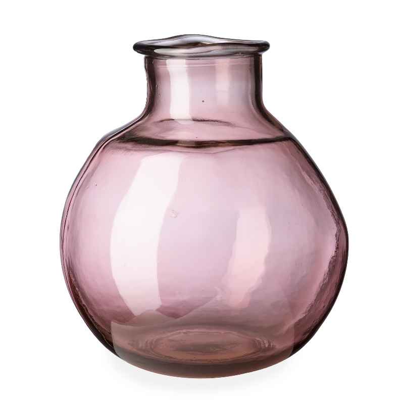 Oval Recycled Glass Balloon Vase, 12" - Pink