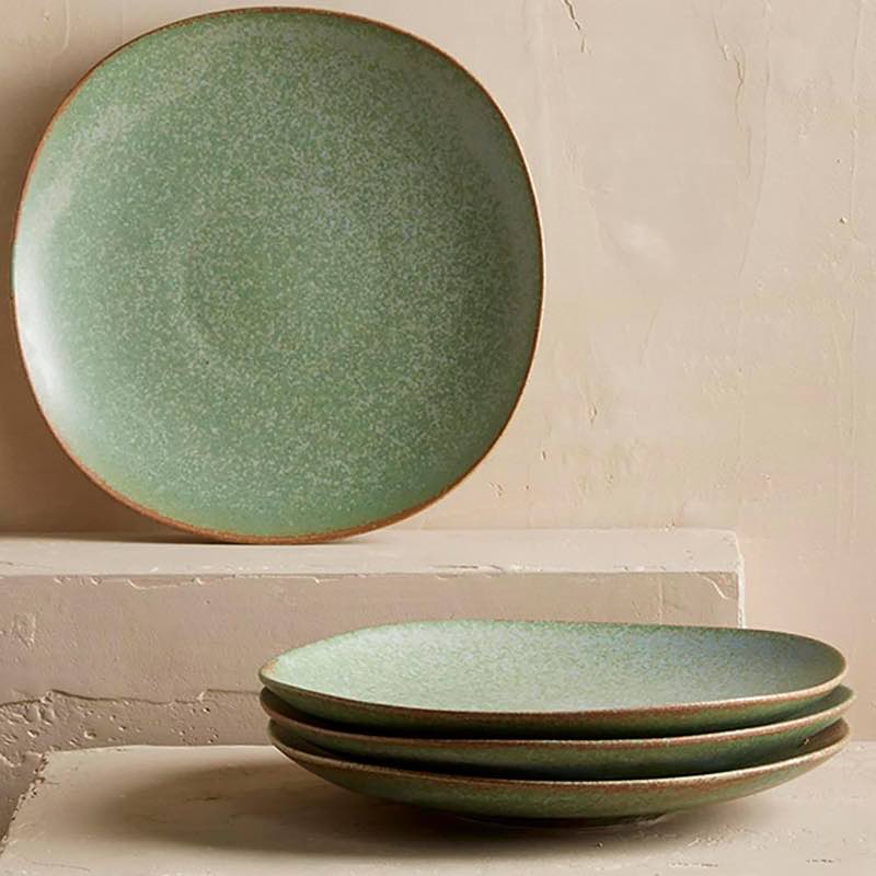Terra Green Stone Salad Plates, Set of 4, 7" dia.
