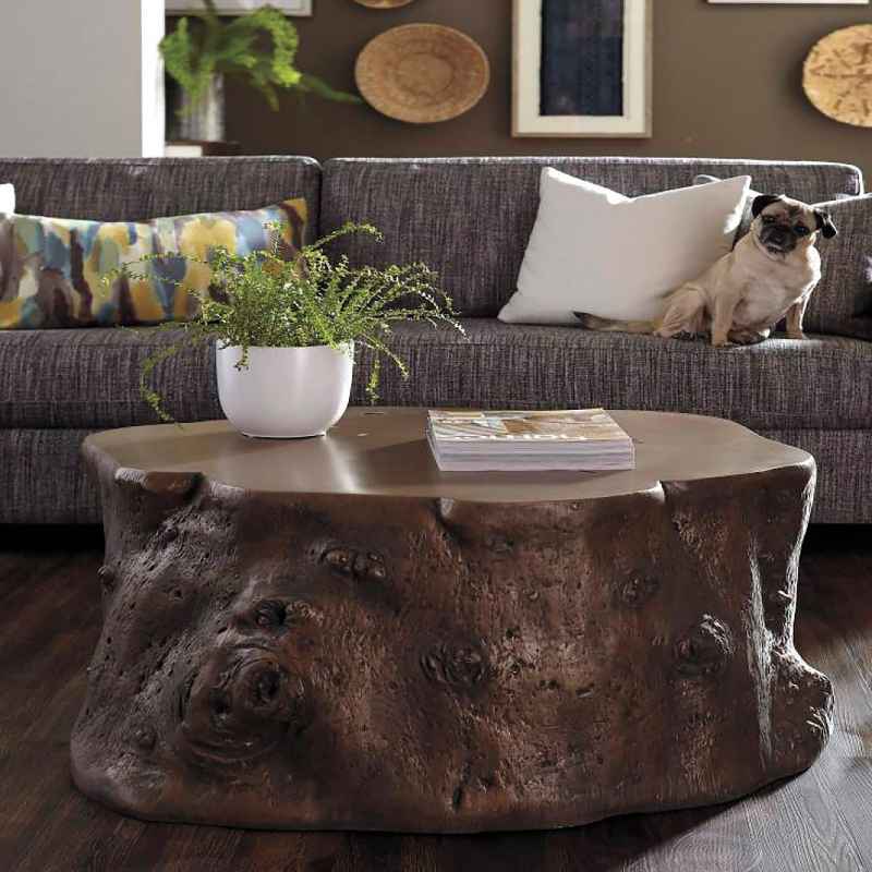 Indoor/ Outdoor Cast Log Coffee Table (bronze)