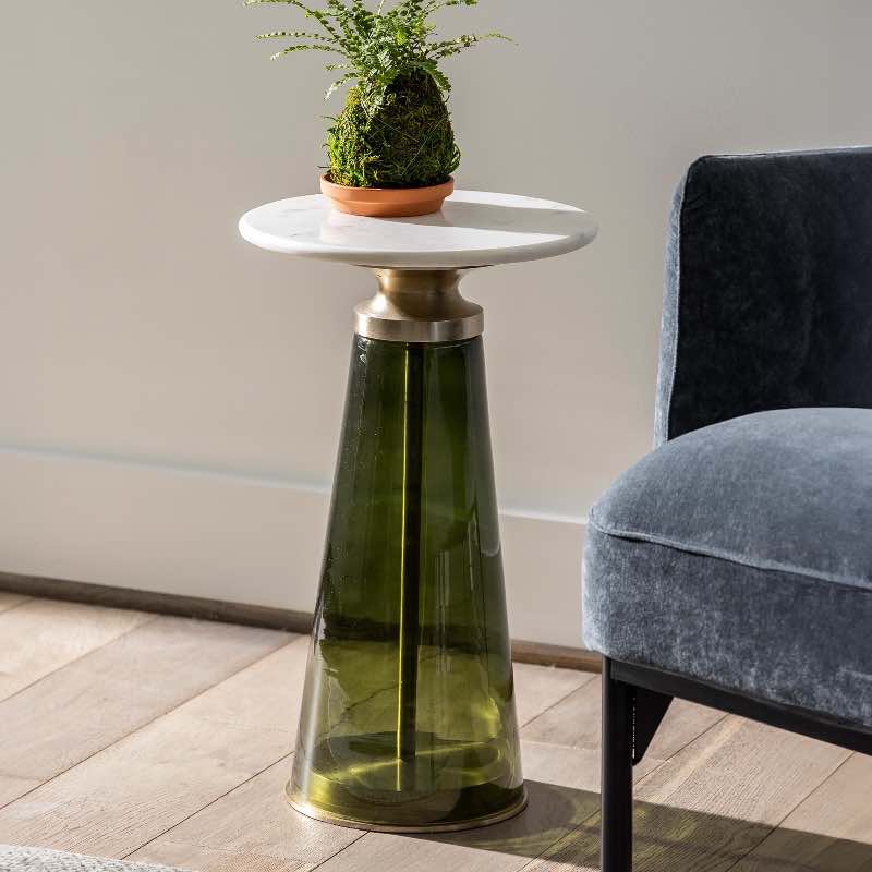 Handcrafted Glass Drink Table - Green