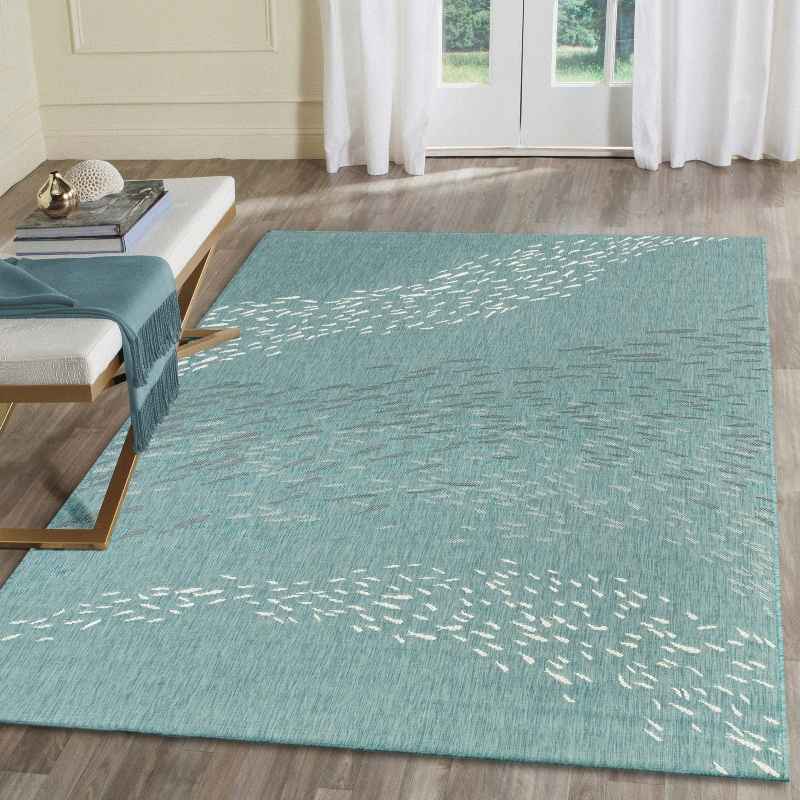 Indoor/ Outdoor Carmel School Of Fish Area Rug, 5 x 7 (aqua)