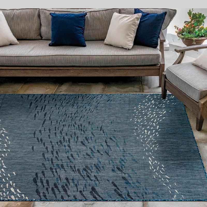 Indoor/ Outdoor Carmel School Of Fish Area Rug, 3 x 5 (navy)